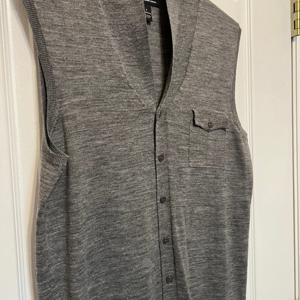 Inc International Concepts, 100% Merino Wool Gray Ves… - Gem